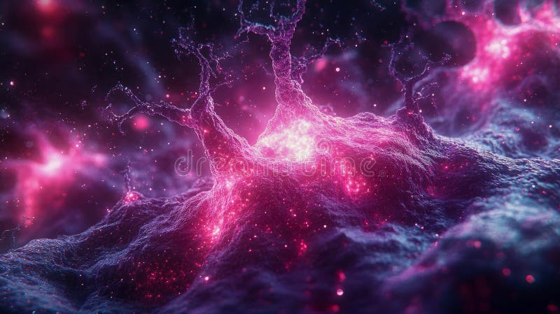 Stunning Visual of a Neuron Glowing in Vibrant Purple and Pink ...