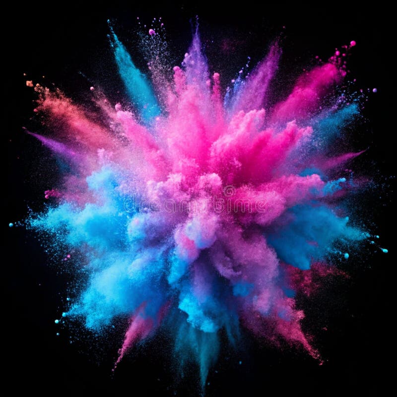 Explosion of Pink, Violet and Blue Powder. Freeze Motion of Color ...