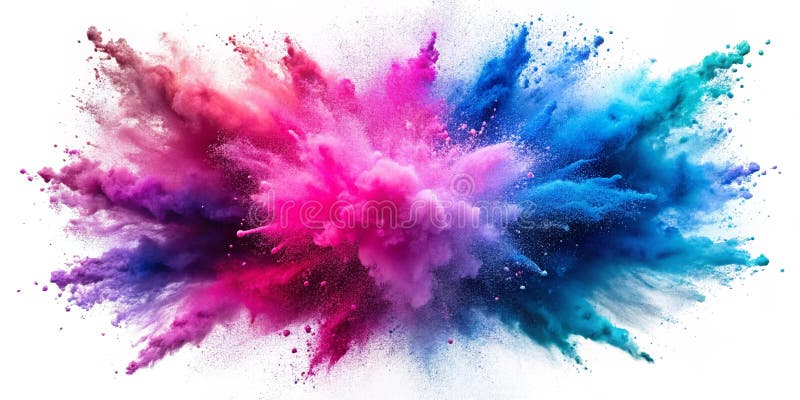 Explosion of Pink, Violet and Blue Powder. Freeze Motion of Color ...