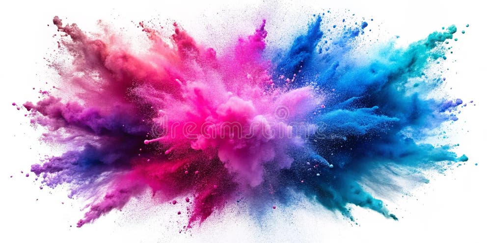Explosion of Pink, Violet and Blue Powder. Freeze Motion of Color ...
