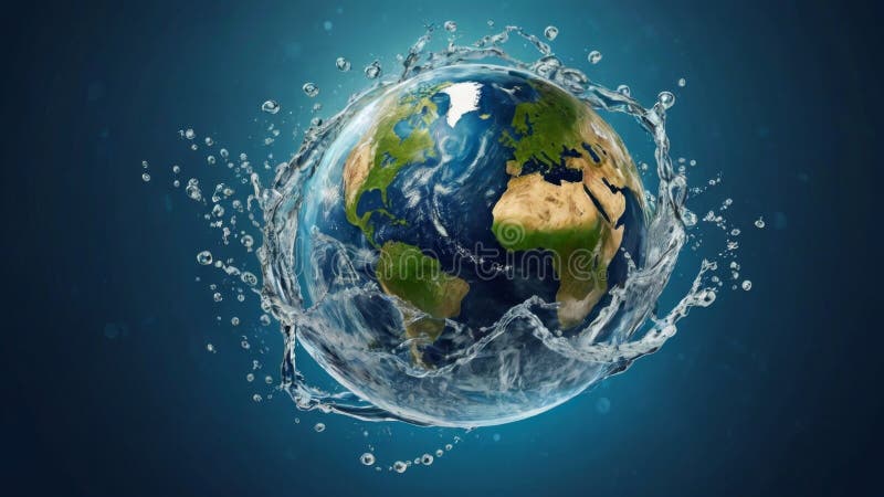 Earth Enveloped by Water Splash Stock Image - Image of cosmos, planet ...