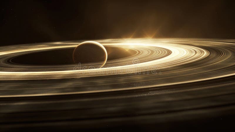 A Stunning Visual of a Planet with Golden Rings Illuminated by Sunlight ...