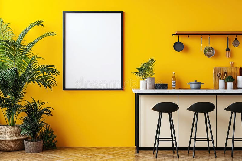 Modern Kitchen Interior Poster Mockup. AI Generated Art Stock ...