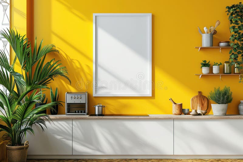 Modern Kitchen Interior Poster Mockup. AI Generated Art Stock ...