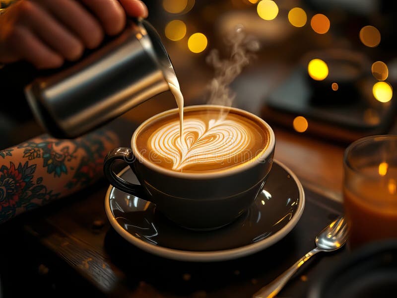 A Stunning Visual Symphony BokehEnhanced Latte Art Captivates the Eye ...