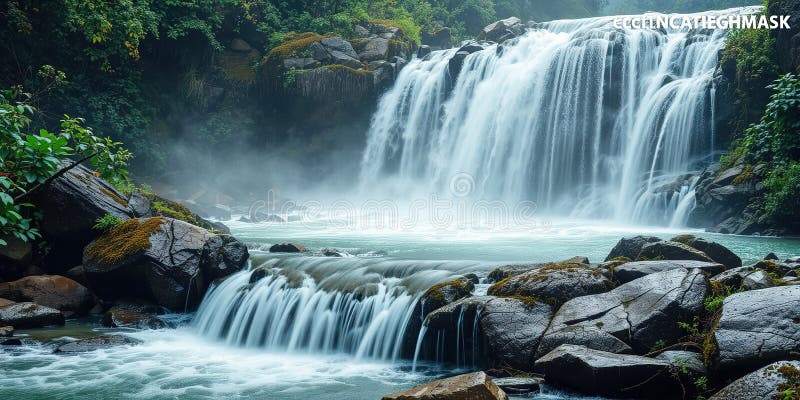 A Stunning Visual Symphony Technological Waterfall River Stream Flowing ...