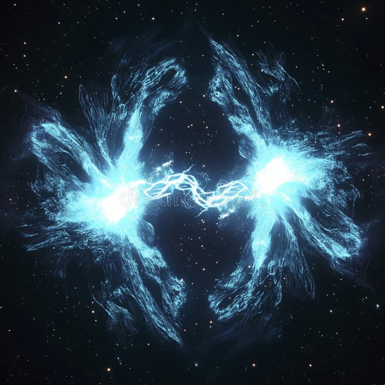 Stunning Visual of Two Blue Energy Bursts Colliding in Space, Creating ...