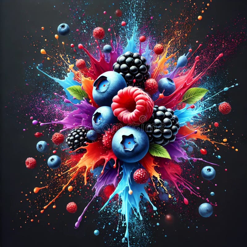 Experience a Vibrant Berry Explosion Featuring Dynamic Splash Effects ...