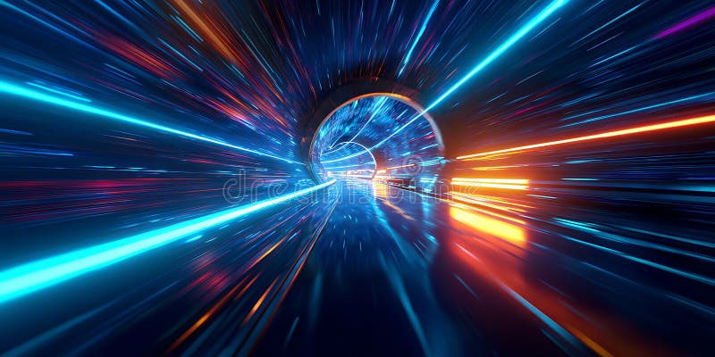 Stunning Visual Warp Speed through a Cosmic Tunnel Stock Illustration ...