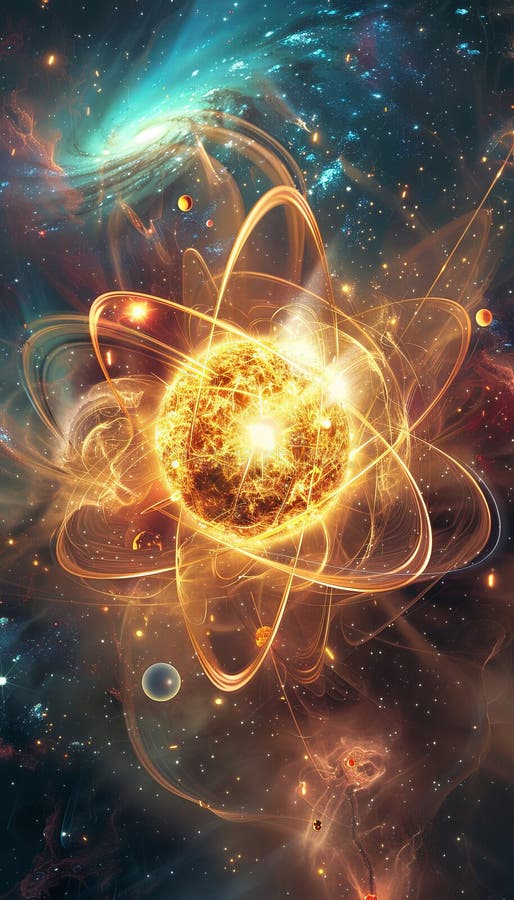 A Stunning Visualization of an Atom Radiating Cosmic Energy Amidst a ...