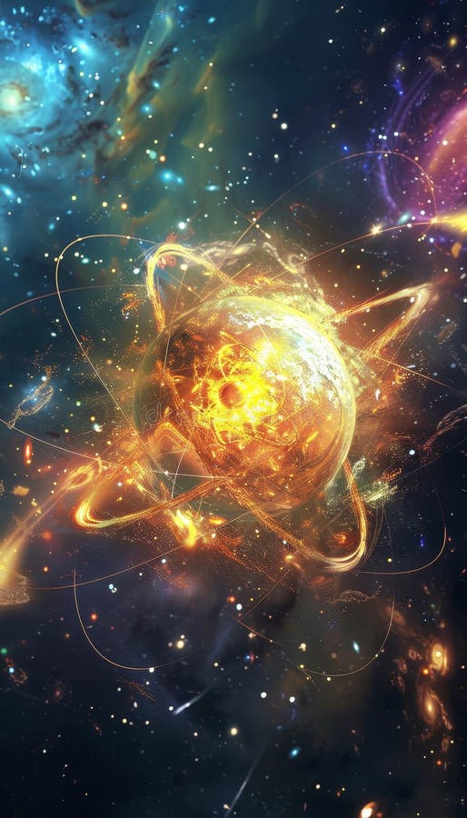 A Stunning Visualization of an Atom Radiating Cosmic Energy Amidst a ...