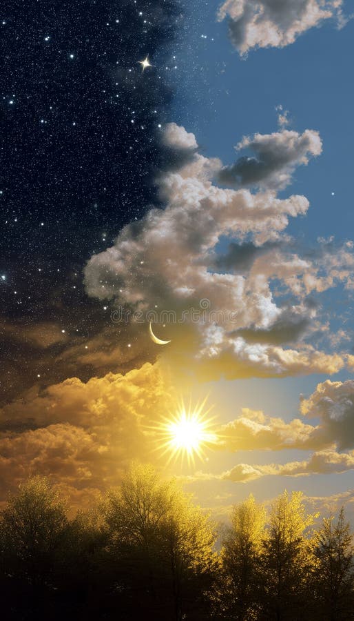 Stunning Visualization of Day and Night Transition with Half Sunlit Sky ...