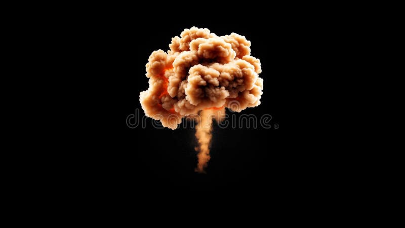 Explosive Fireball Erupting from Ground in Black Background Stock ...