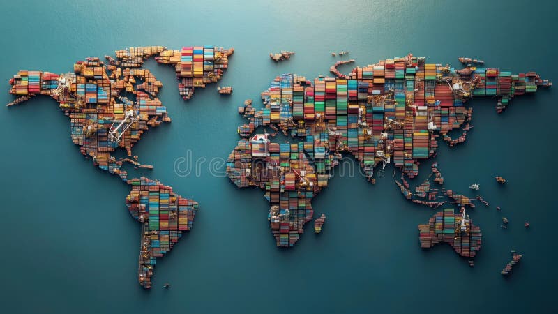 Global Trade in Containers stock illustration. Illustration of brand ...