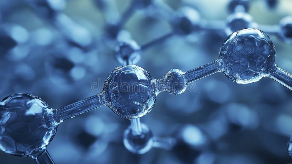 Intricate Molecular Structure in Blue Aura Visuals Stock Illustration ...