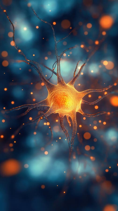 Stunning Visualization of a Neuron in Vibrant Colors Stock Illustration ...