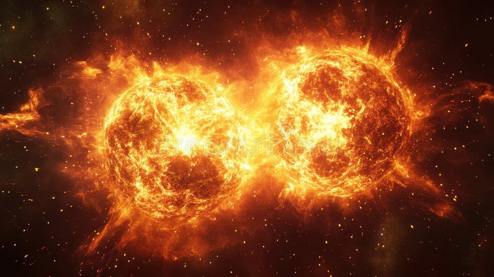 Stunning Visualization of Neutron Star Collision in Astrophysics Stock ...