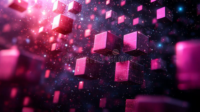 A Stunning Visualization of Pink Cubes Floating in a Cosmic Space ...