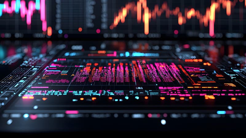 Stunning Visuals of Digital Stock Changes on High-Tech Interface ...