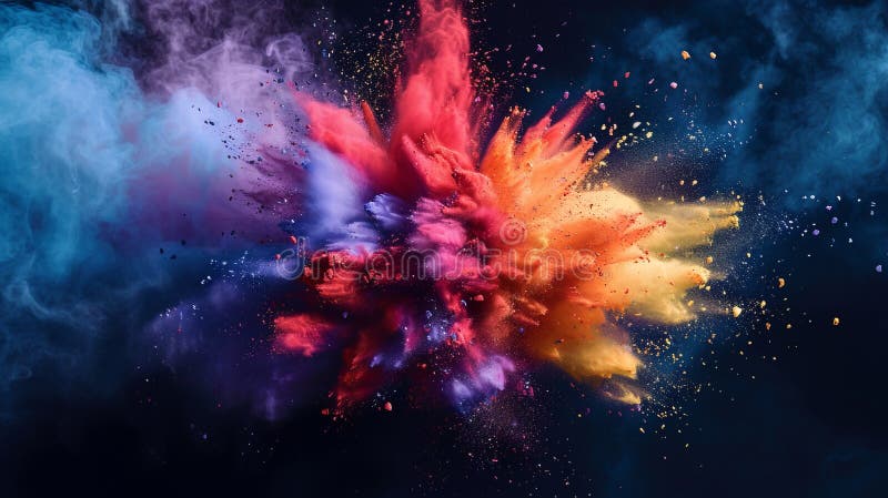 Vibrant Explosion of Colorful Powder Against a Dark Background ...