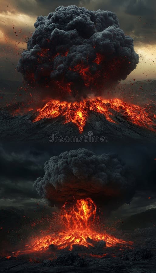 Stunning Volcanic Eruption with Flowing Lava and Explosive Ash Columns ...