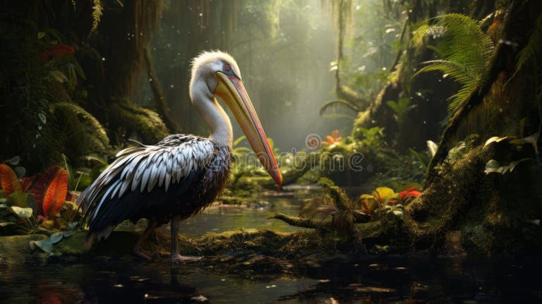 Photorealistic Pelican in Jungle: a Stunning Artwork Inspired by Bill ...
