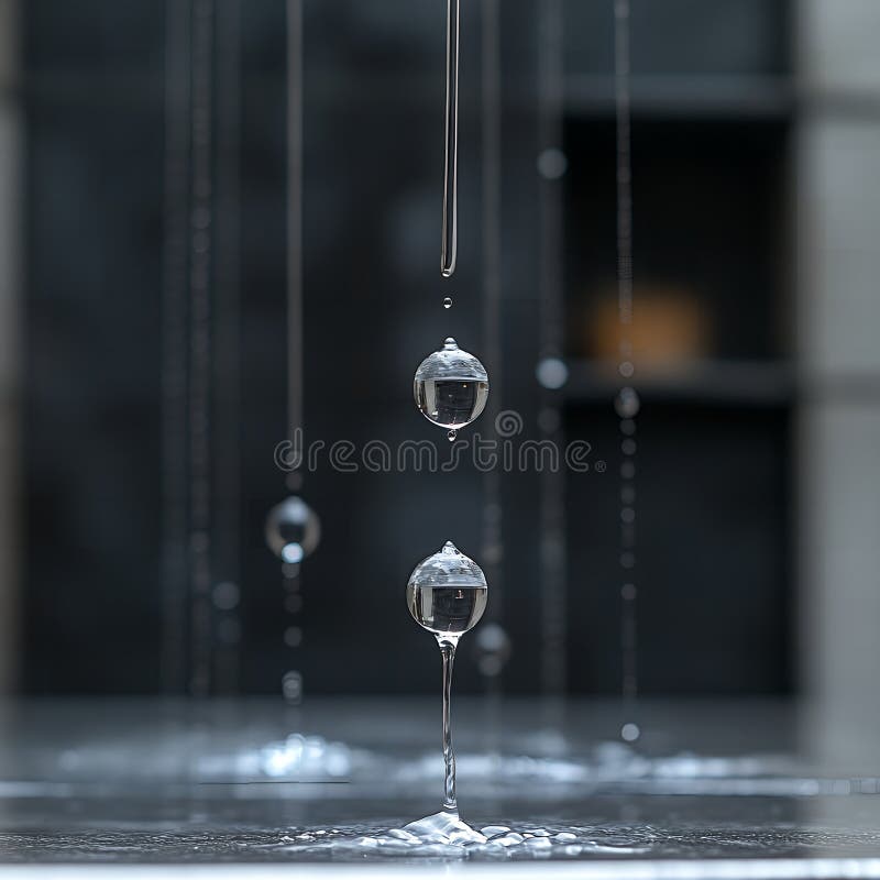 Stunning Water Droplets Falling and Forming on Reflective Surface ...