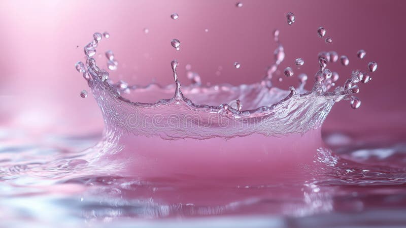 Stunning Water Splash Creating Ripples in a Pink Background Stock ...