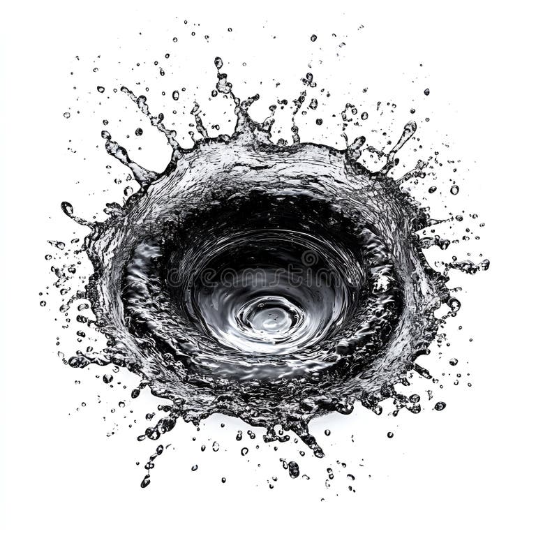 Stunning Water Vortex Splash Black and White Liquid Stock Illustration ...