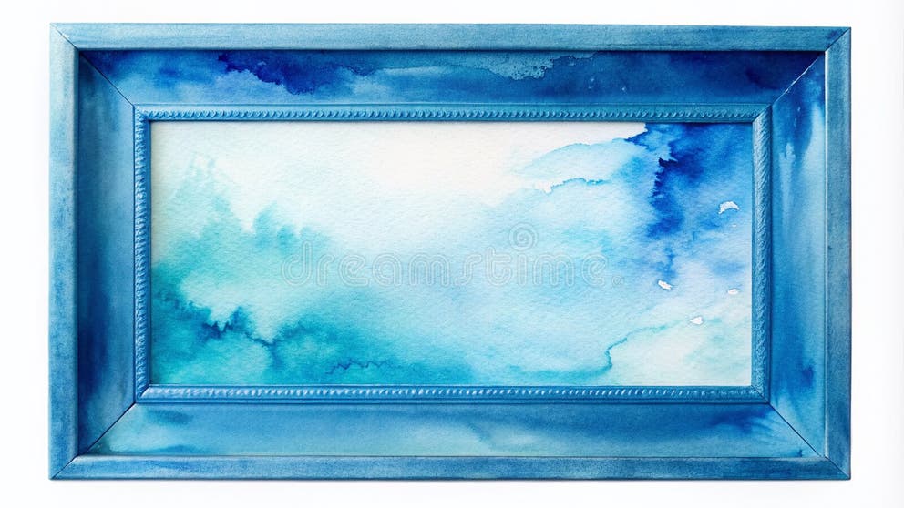 Stunning Watercolor Blue Frame Panoramic Image Versatile Design Element ...