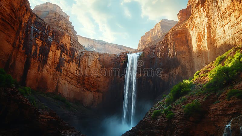 Stunning Waterfall in a Dramatic Canyon a Breathtaking Nature Scene ...