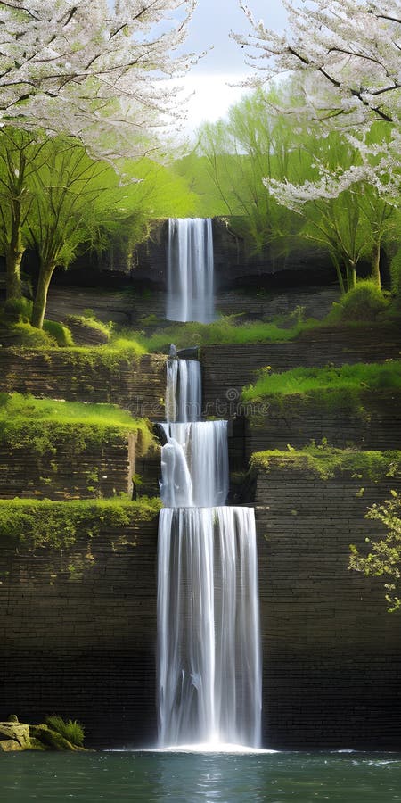 Stunning Waterfall Landscape Spring Summer Nature Environment Stock ...