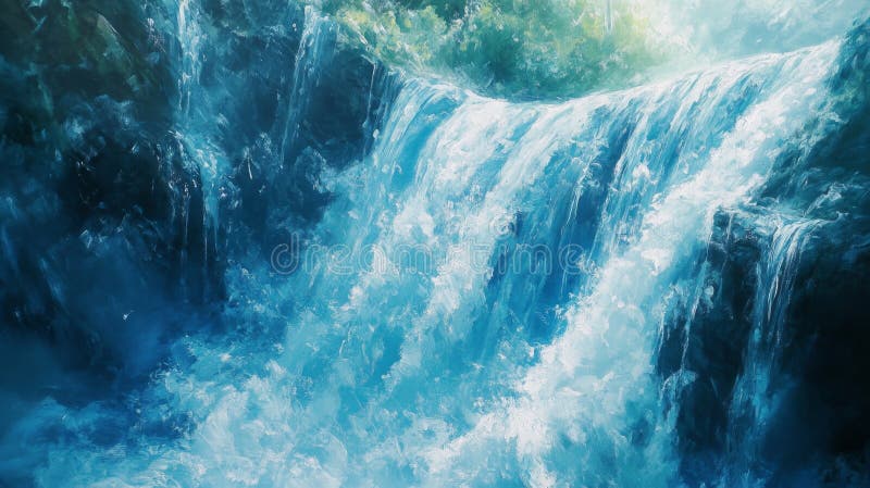 Stunning Waterfall Scene with Lush Greenery and Dynamic Water Flow ...