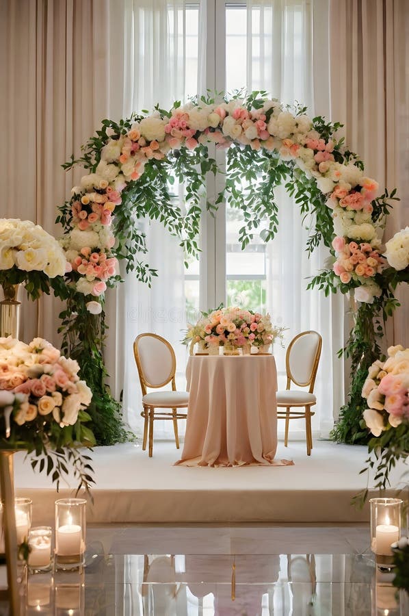Elegant Wedding Ceremony Setup with Gold Chiavari Chairs and Floral ...