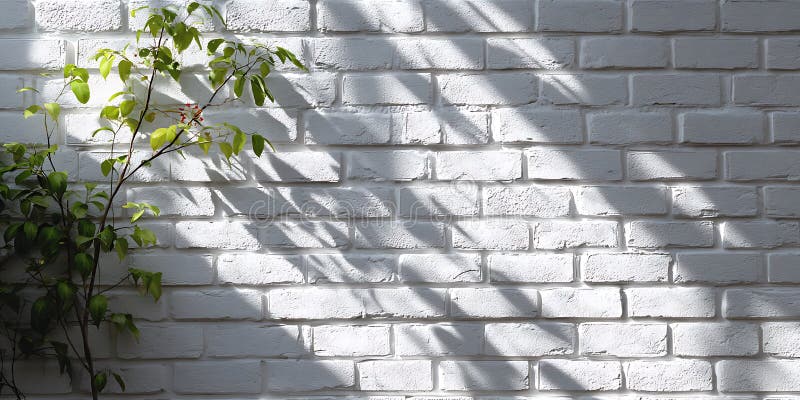 Stunning White Brick Wall Texture Sunlight Greenery Stock Illustration ...