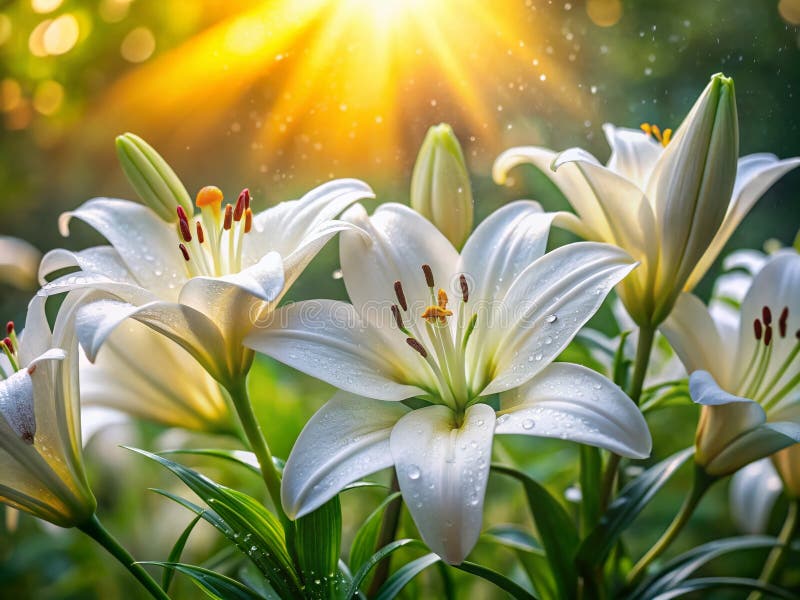 Stunning White Lilies in a Garden Setting a Captivating Display of ...