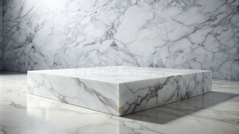 Stunning White Marble Geometric Platform a Panoramic 3D Render for ...