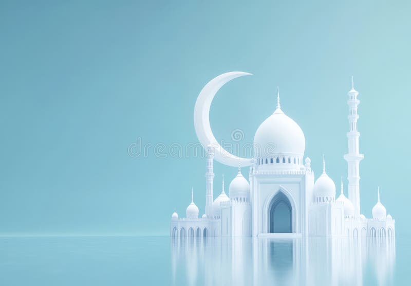 Stunning White Mosque with Crescent Moon - a Visual of Ramadan and Eid ...