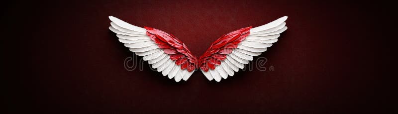 Stunning White and Red Angel Wings Against a Deep Red Background for ...