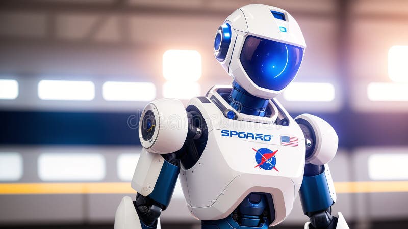 A Stunning White Robot with Blue Eyes and a Red and White Flag AI ...