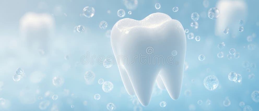 The Stunning White Tooth Surrounded by Sparkling Bubbles and Clean ...