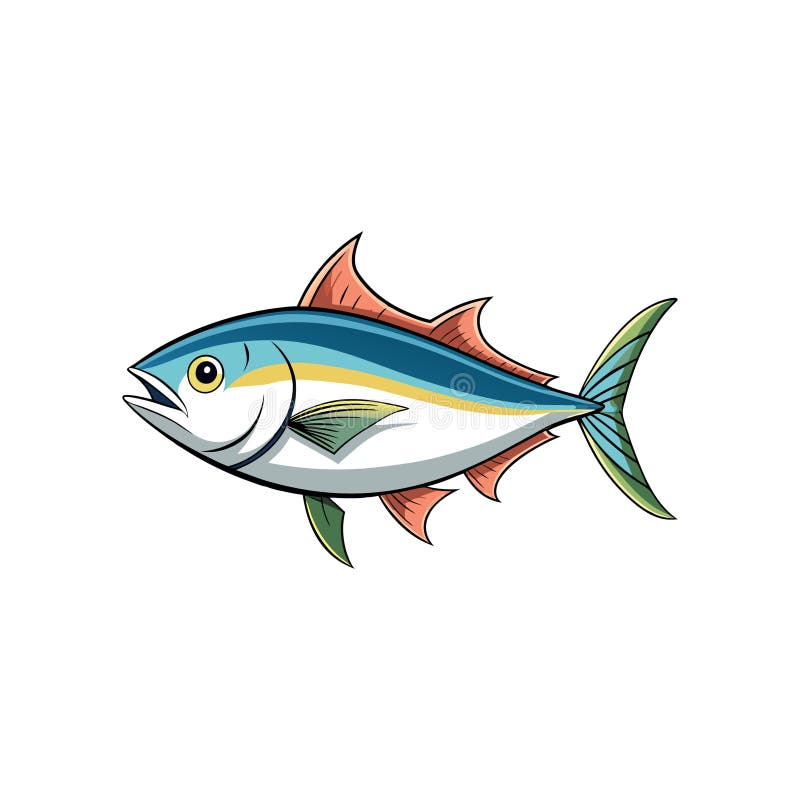 Stunning Whitefin Amberjack Fish Artwork Stock Illustration ...