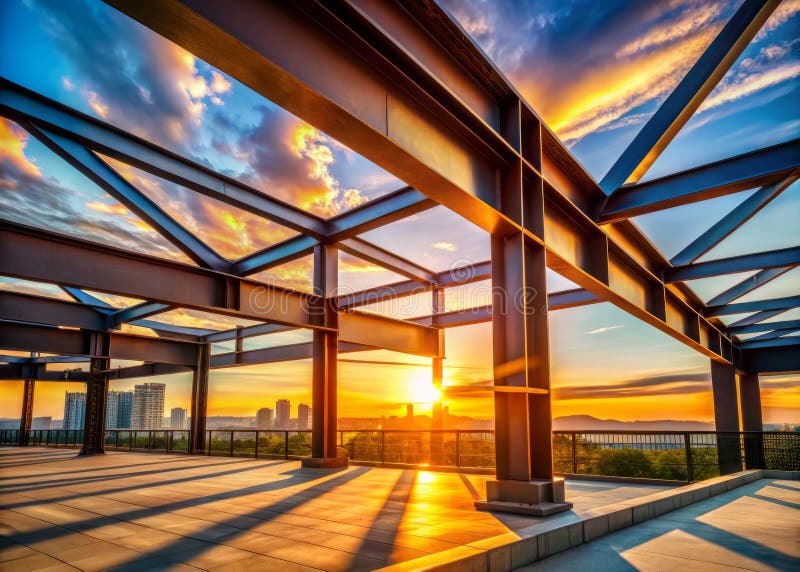 Stunning WideAngle Perspective of a Modern Steel Beam Deck Frame a ...