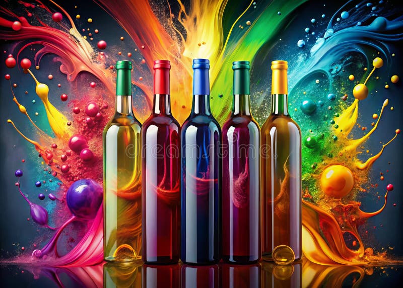 Stunning Wine Label Designs Rainbow Splash Collection for Vibrant Wine ...