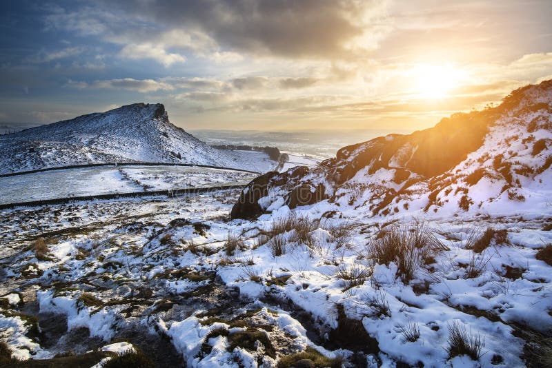 Stunning Winter Sunset Over Countryside Landscape with Dramatic Stock ...