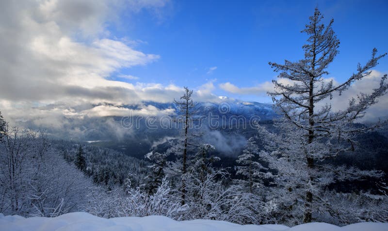 Stunning Winter Valley View from Mountain Road Stock Image - Image of ...