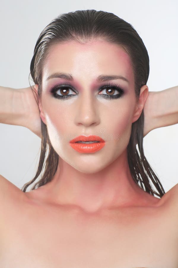 Stunning Woman with Clean and Perfect Make Up Stock Photo - Image of ...