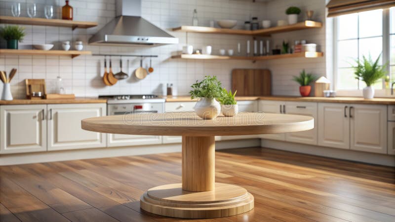 Stunning Wooden Pedestal Display Table for Kitchen Product Presentation ...