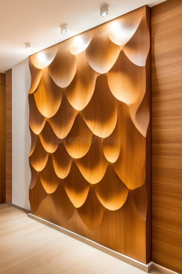 Artistic Wooden Wall Panel Enhances Modern Interior with Wavy Hand ...