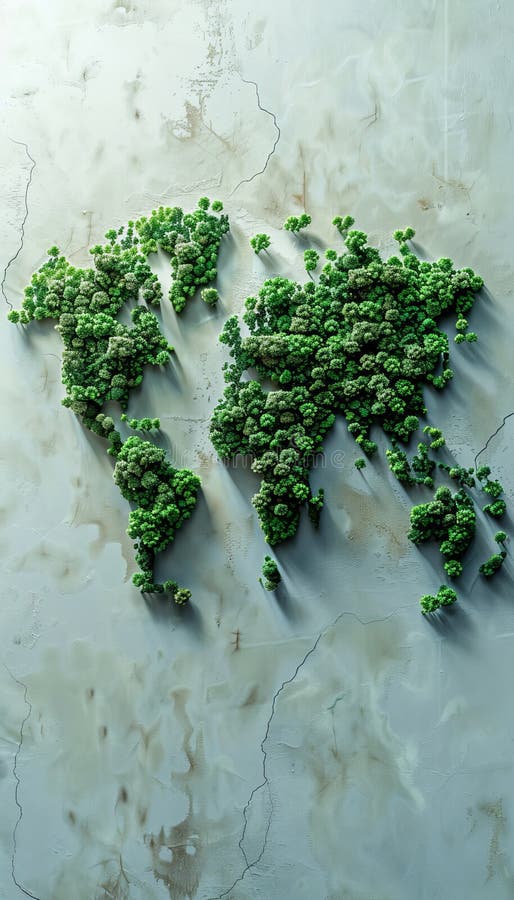 A Stunning World Map Crafted from Trees Symbolizing Global ...